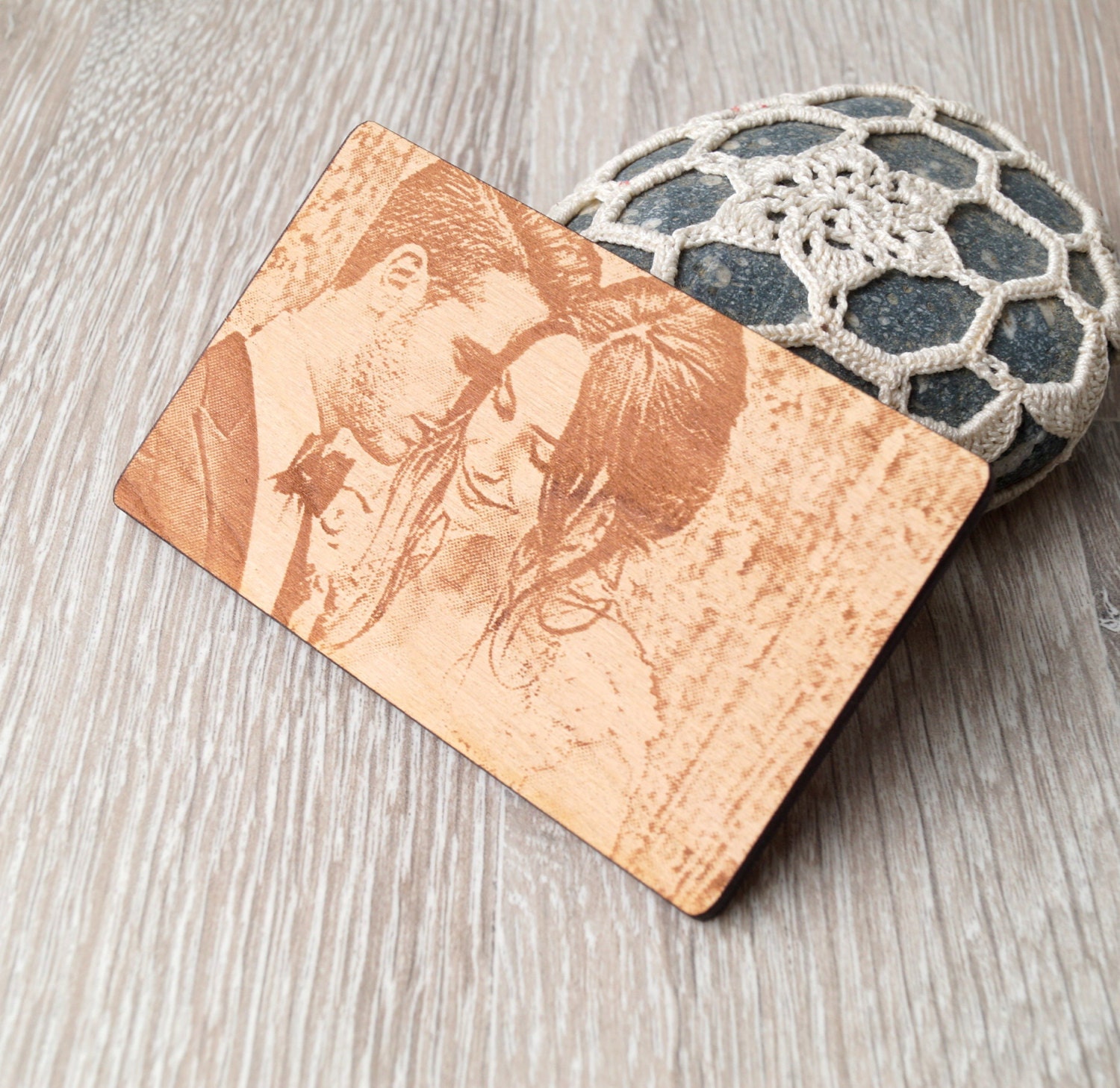 Real Photo Engraving Wooden Wallet Insert Card Personalized | Etsy