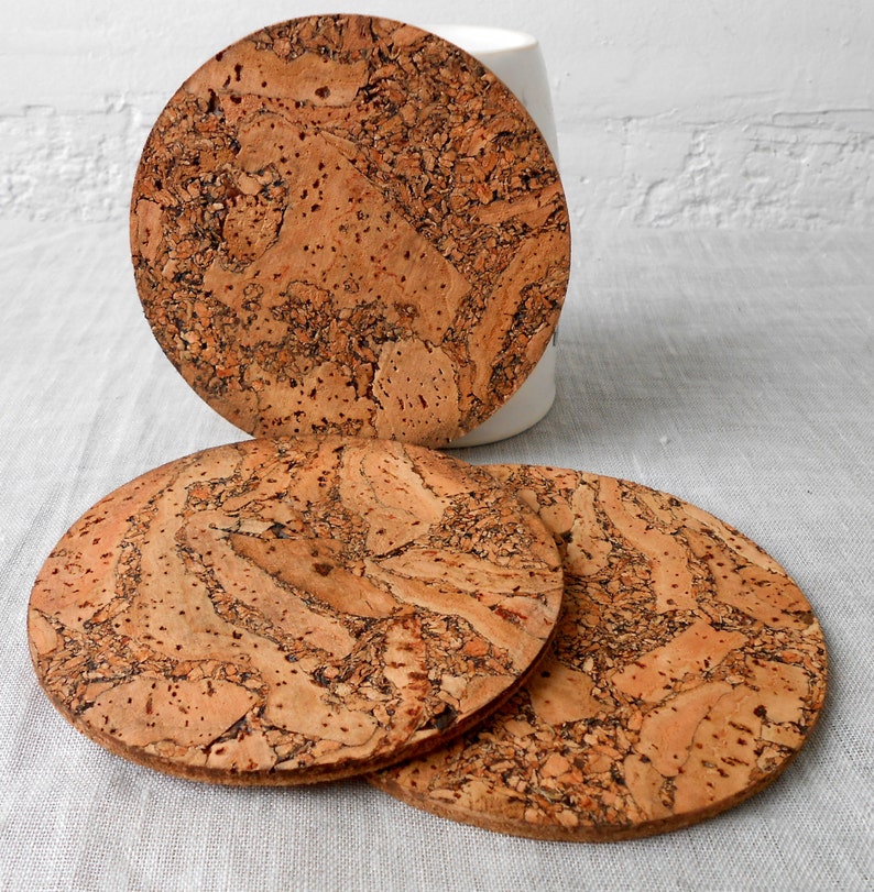 Wooden Cork Coasters Rustic Wooden Coasters Round Trivets - Etsy
