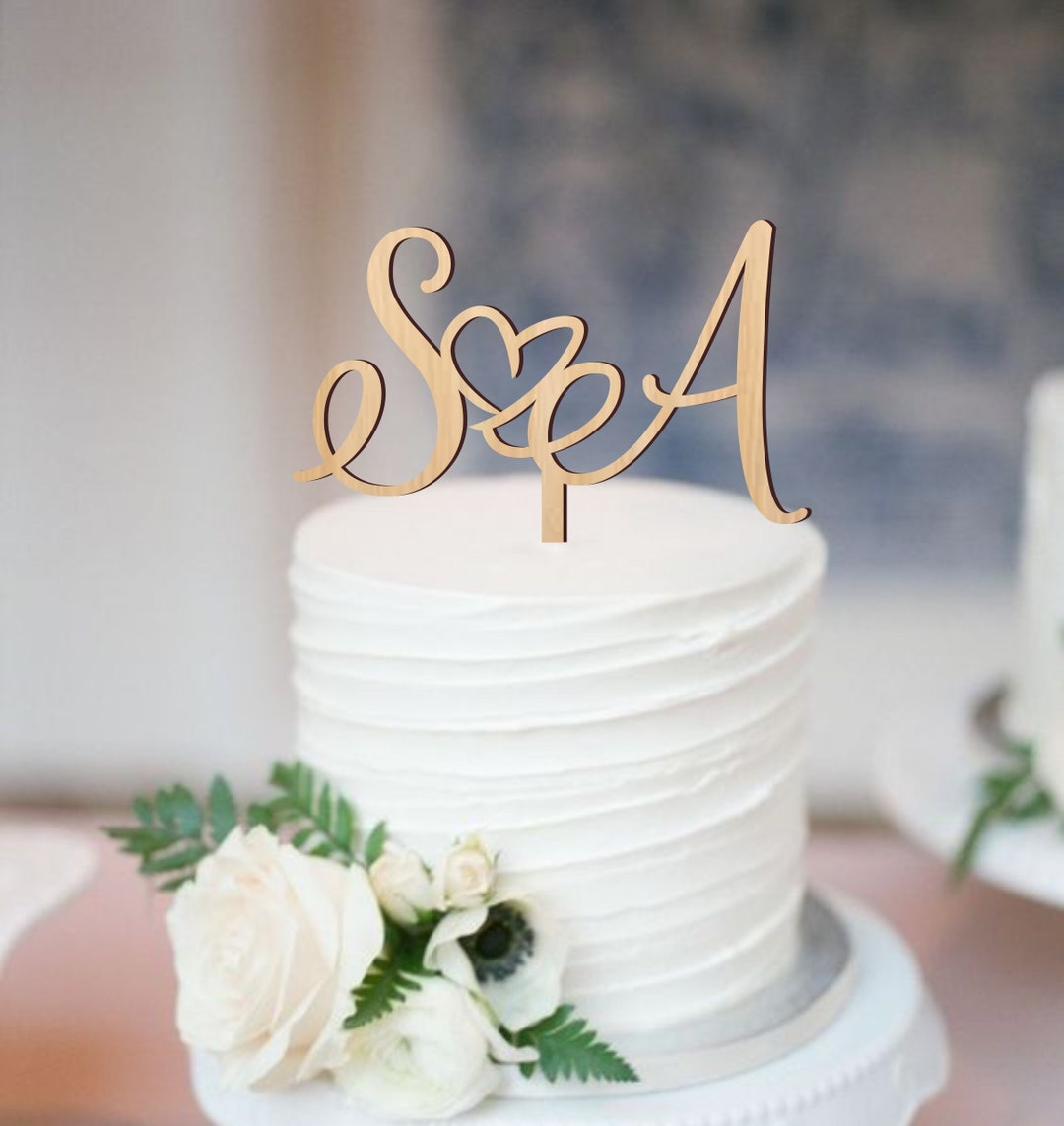 Cake Topper for Wedding, Initial Letters Cake Topper, Custom Cake ...
