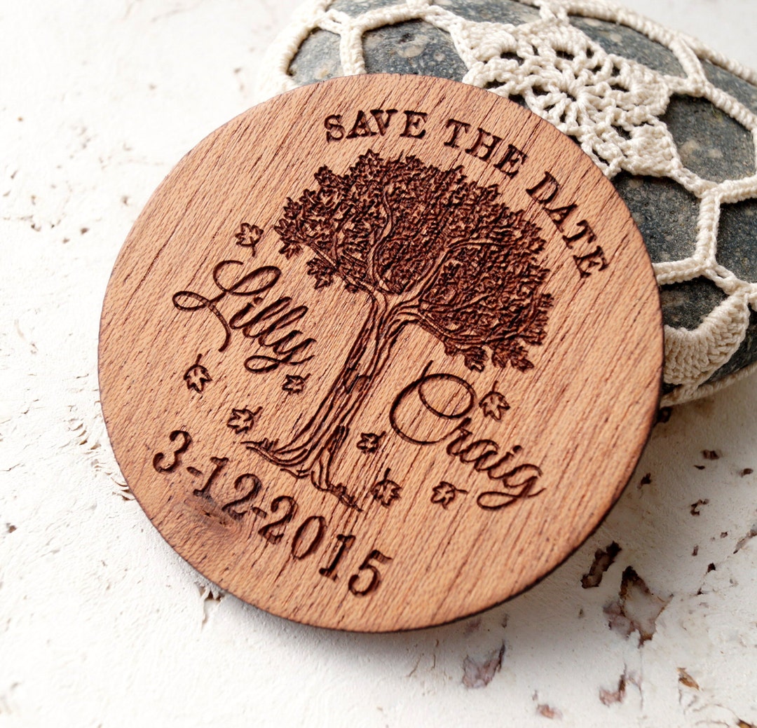 Wedding Save the Date, Wooden Save the Date Magnet, Rustic Save the ...