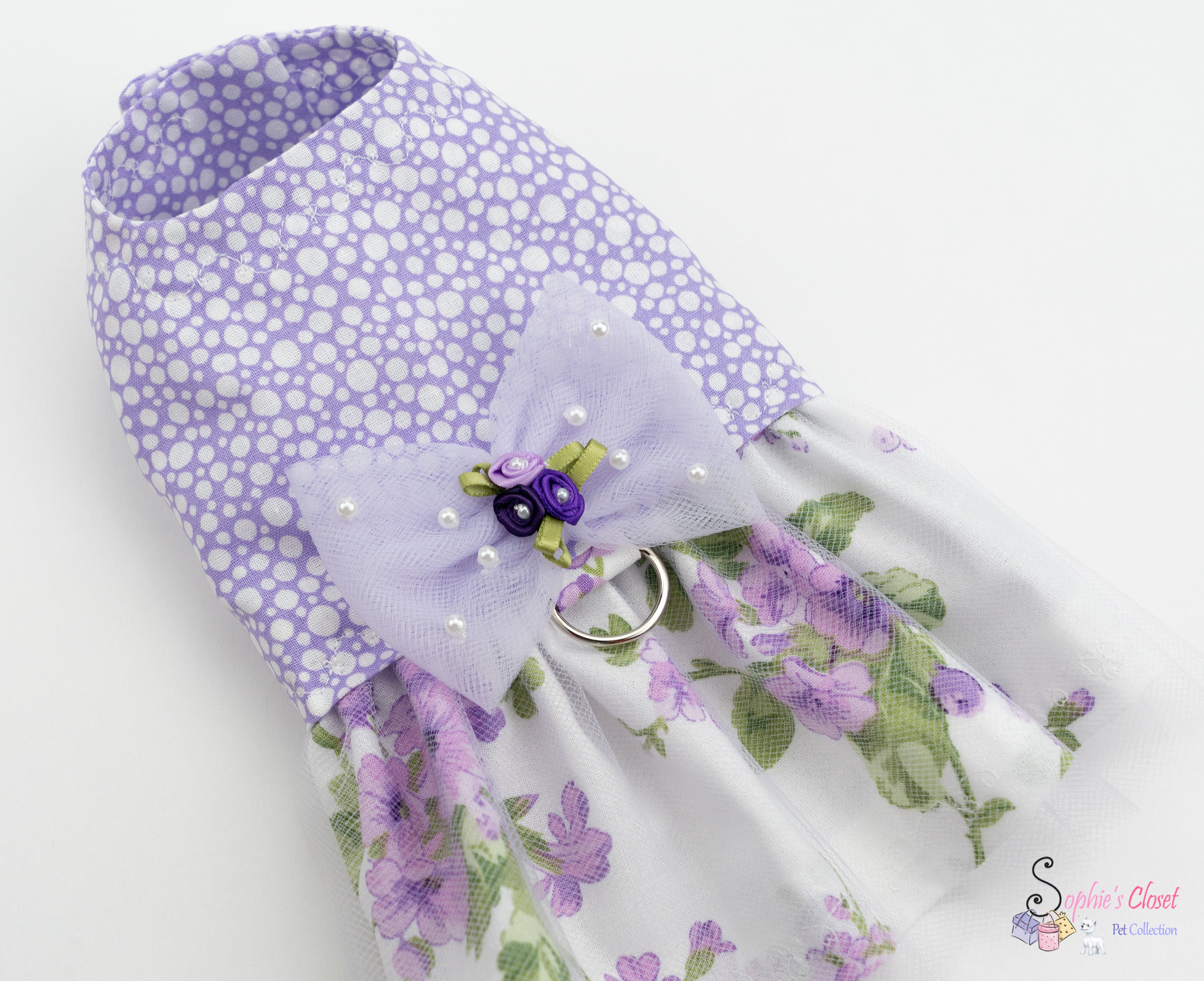 Evening Floral Dog Harness XS Dog Dress Outfits For Pets | Etsy