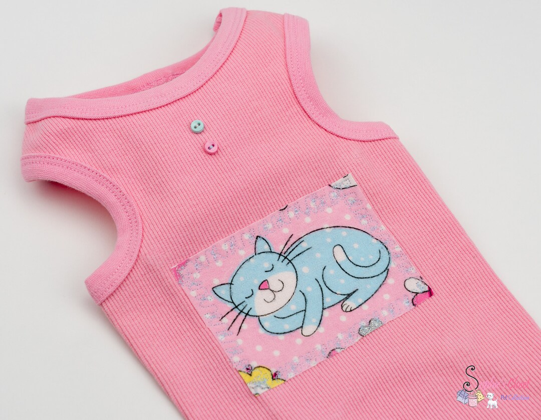 Pink Cat T-shirt - XS, S, M, L... Puppy Tank, Pet Clothes, Dog Summer ...