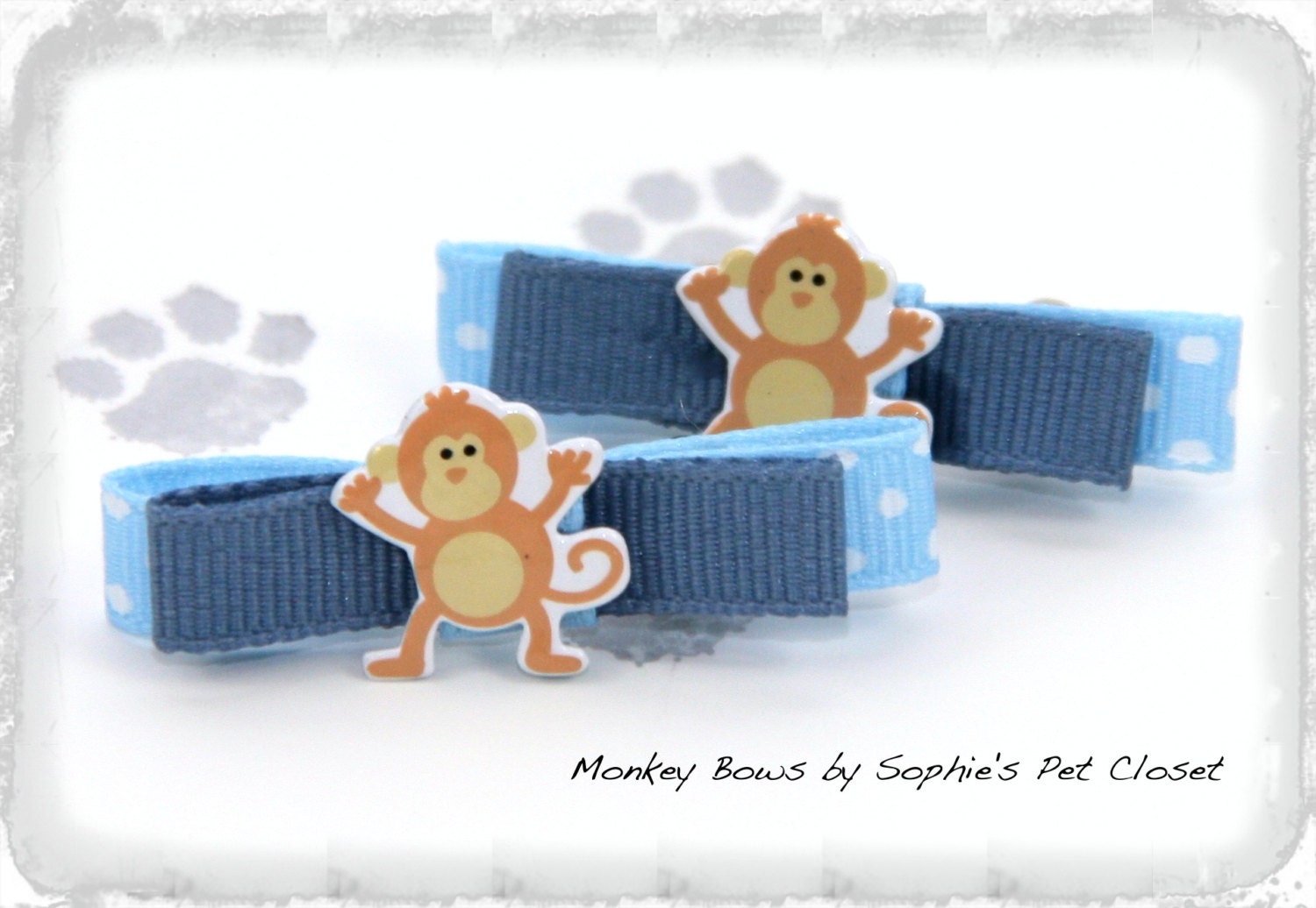 Monkey Bows Set of 2 Pet Bows kids Fun Bows infant Hair | Etsy
