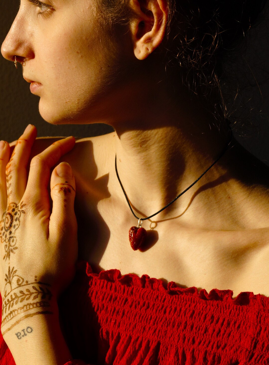 Coral Pendant ''IMPERFECT Heart''-c11- Italian Red Coral- Coral and ...