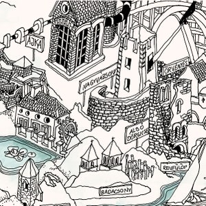 Balaton ART PRINT Panoramic Wall Art, Hungary Hand Drawn Map, Modern ...