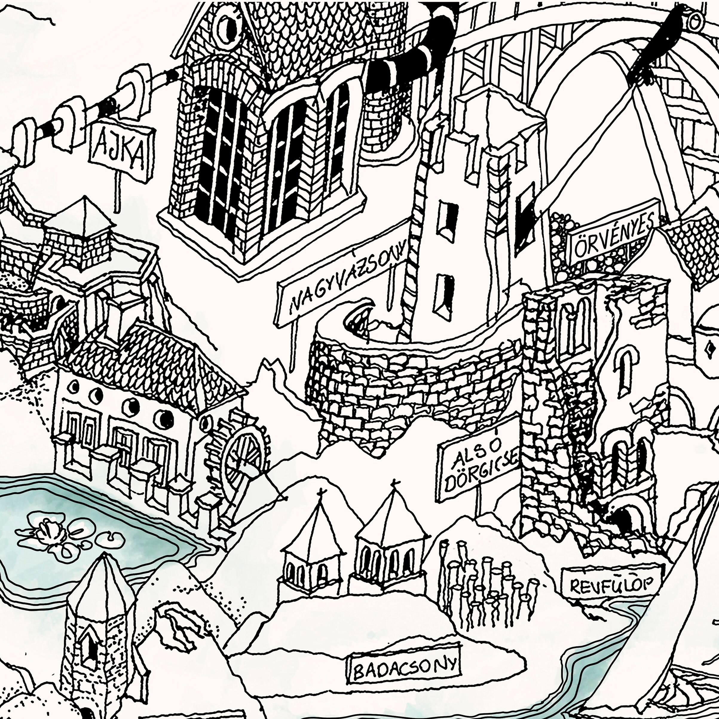 Balaton ART PRINT Panoramic Wall Art, Hungary Hand Drawn Map, Modern ...