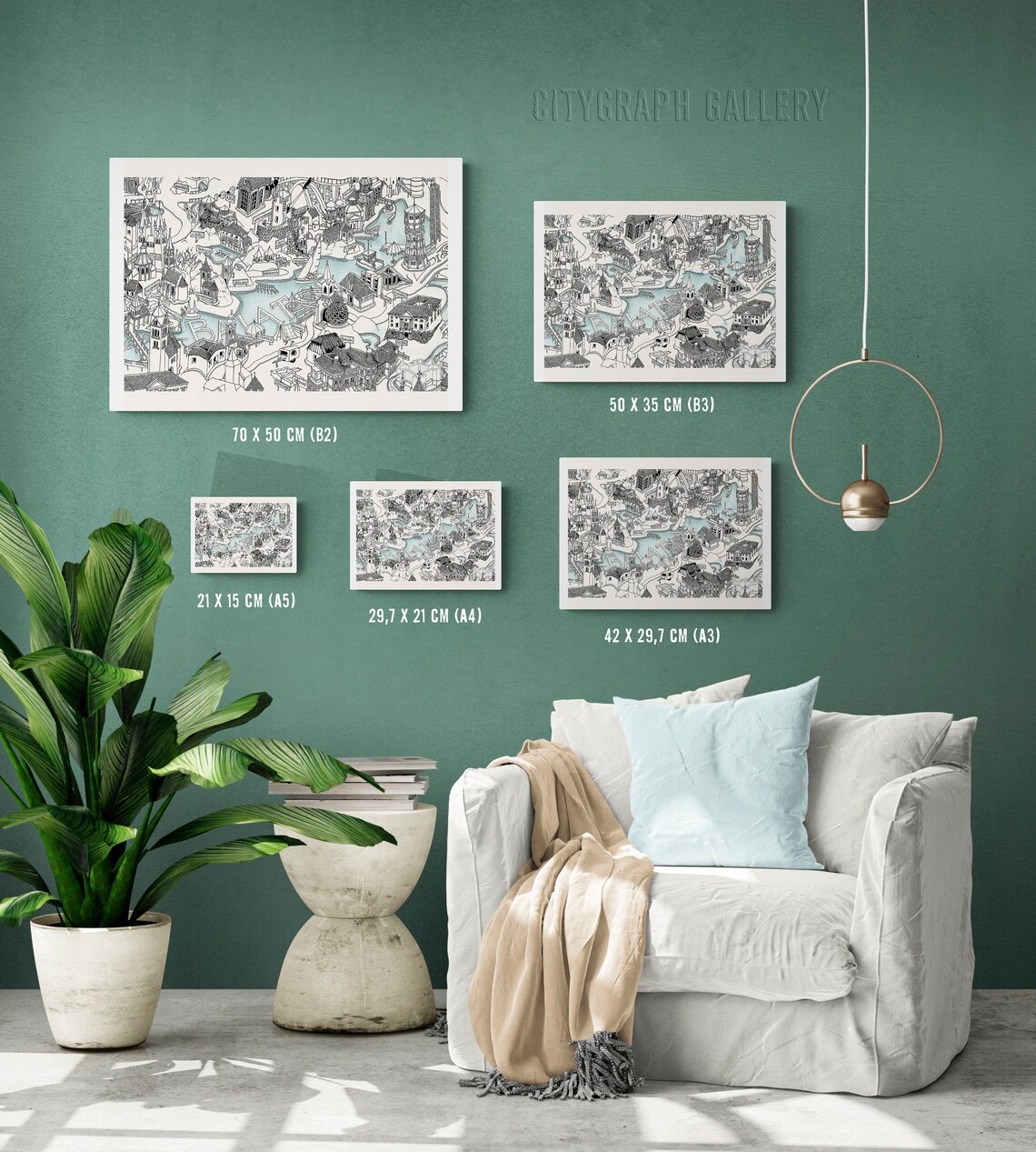 Balaton ART PRINT Panoramic Wall Art, Hungary Hand Drawn Map, Modern ...