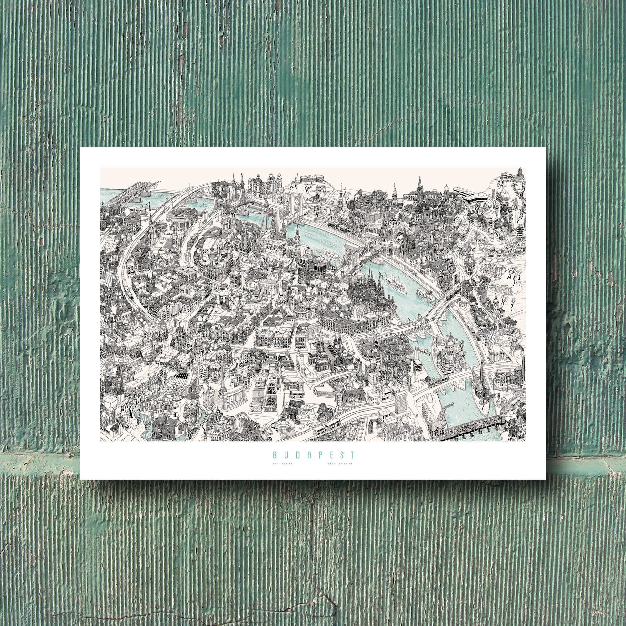 Budapest POSTER Map 70x50 Cm, Hungary Architecture, Architect Gift ...