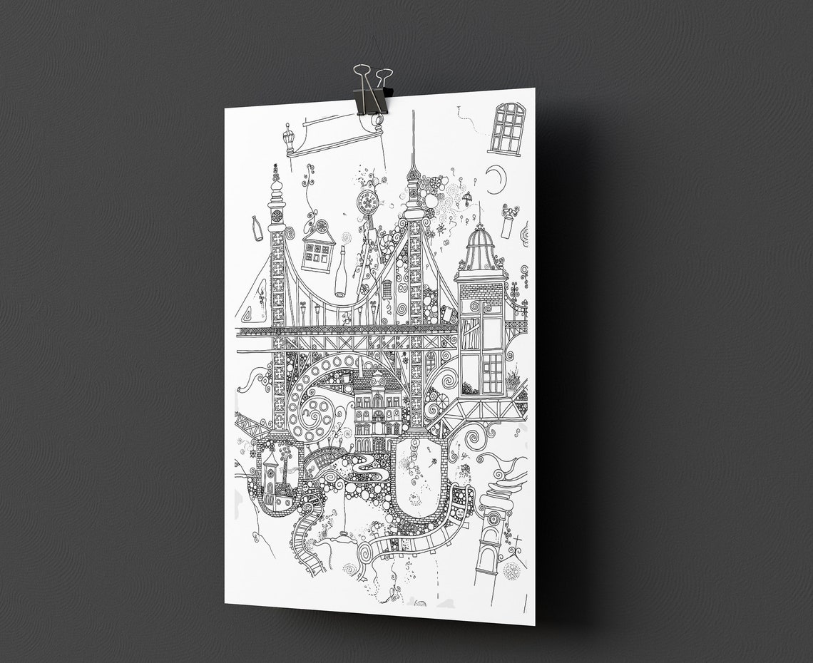 Digital Coloring Book Printable Coloring Sheet, Budapest Travel ...