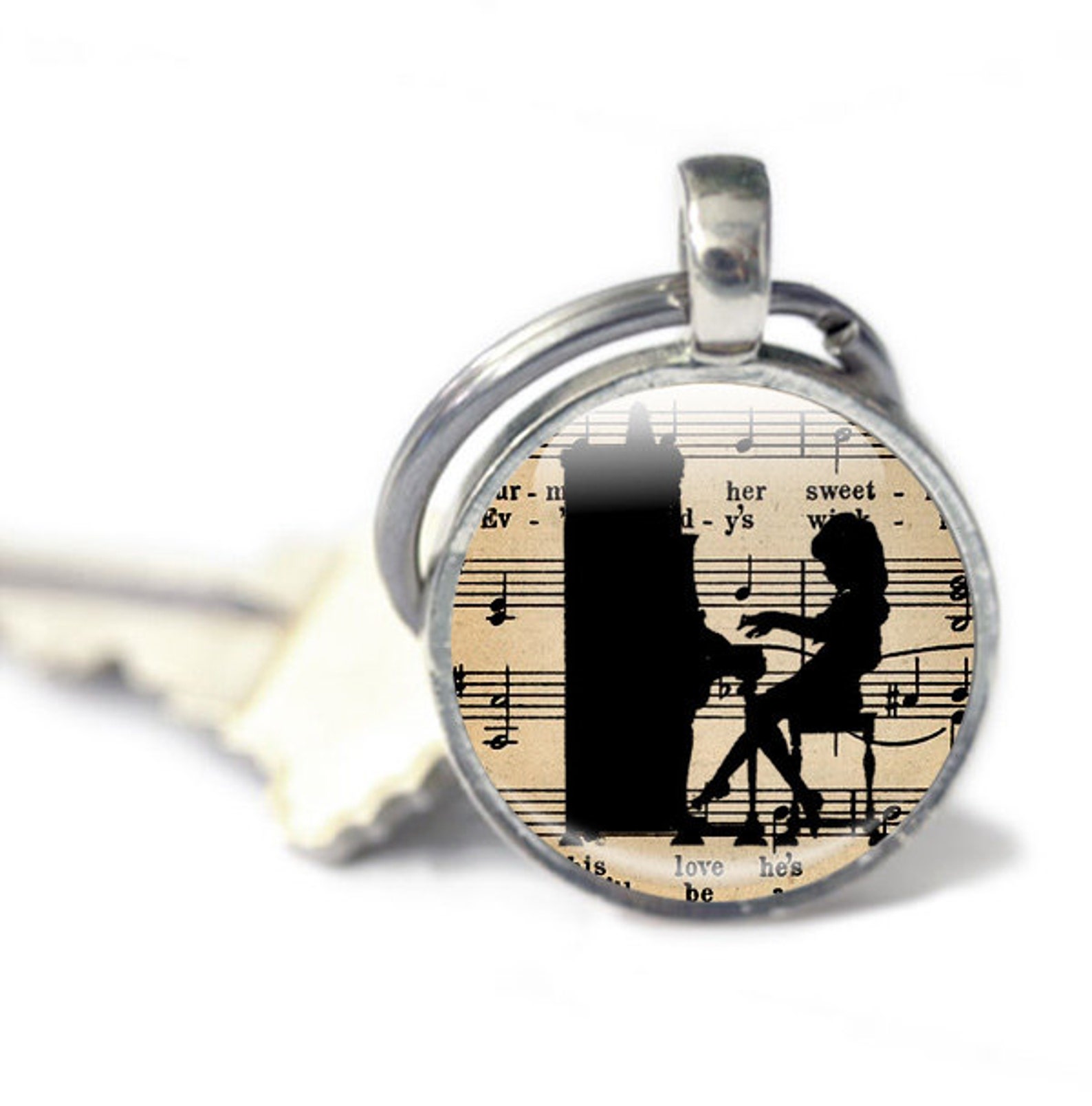 Piano Key Chain Music Keychain Piano Metal Keychain | Etsy