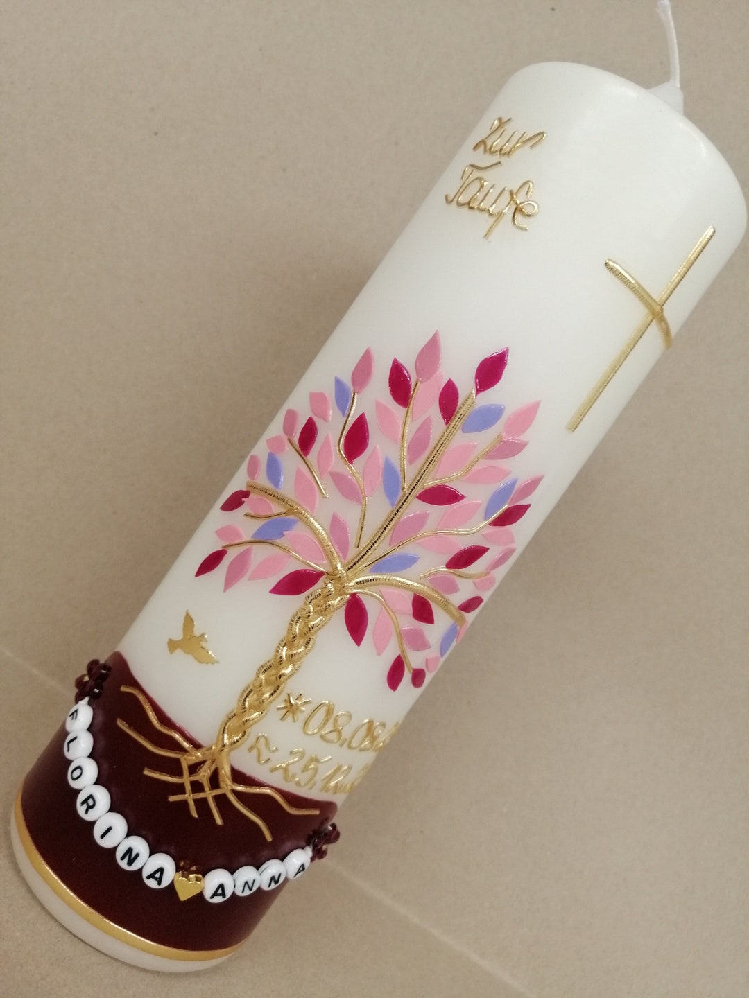 Christening Candle Tree of Life Tree Girl Boy Candle Baptism Handmade ...