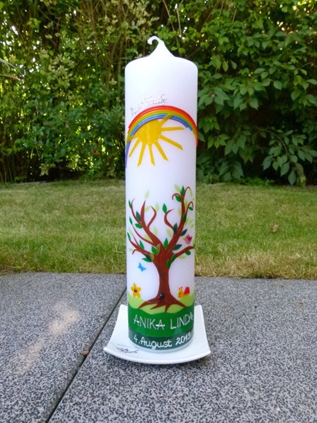 Baptismal Candle of Life Tree Incl. Lettering for Girls or Boys Color ...