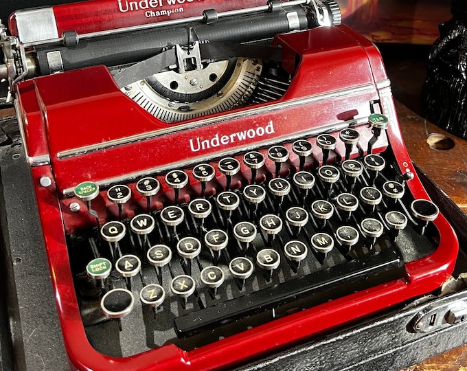 Antique Underwood Typewriter Red Champion Working Portable With Tripod ...