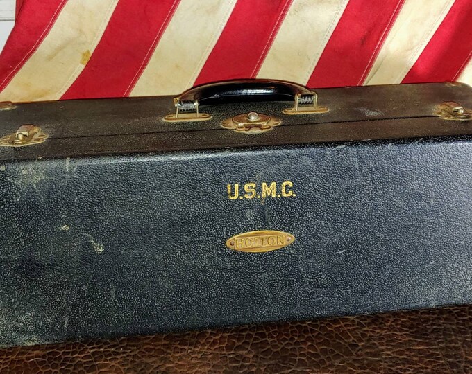 Vintage USMC Military Band Case Holton Leather Carry Handled Trumpet - Etsy