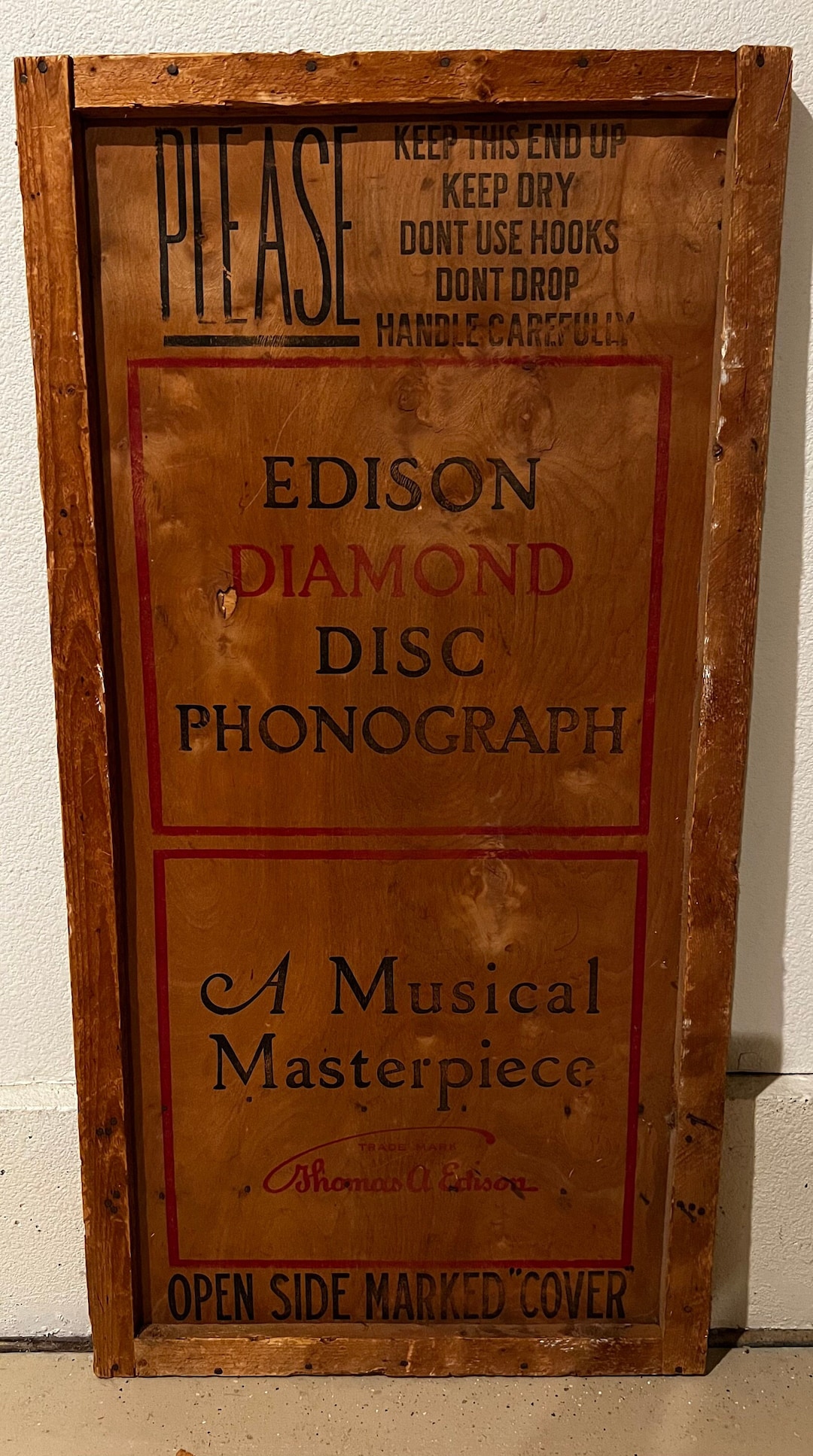 Antique Edison Phonograph Crate Sign Advertising Salvaged - Etsy