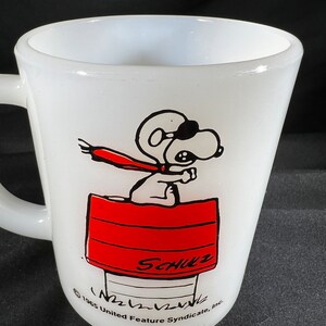 Vintage 1965 Snoopy Red Baron Coffee Mug Curse You Red Baron Milk Glass ...