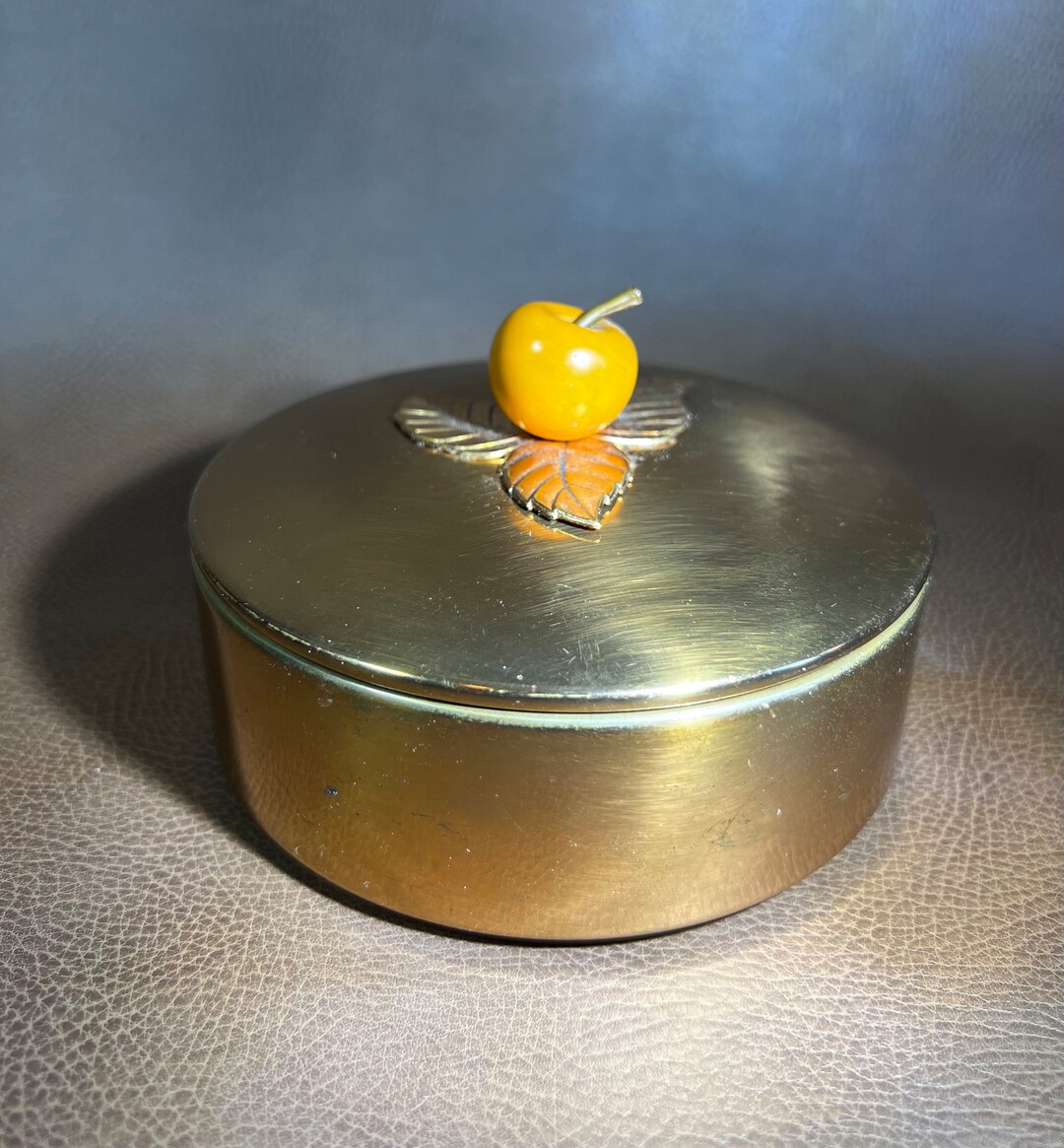 Vintage Chase USA Copper Wash Powder Jar Storage Canister Golden Apple ...