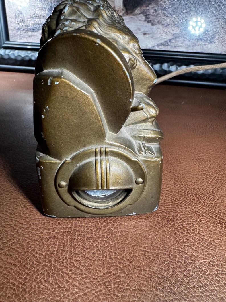 Antique Radio 1930s External Magic Tuning Eye Tube in Spelter Lion ...