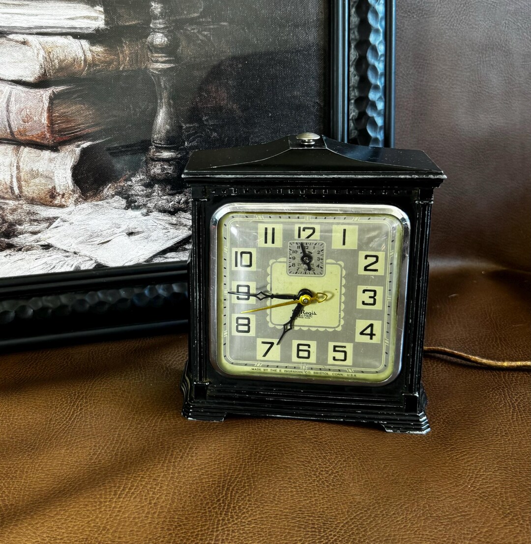 Vintage Ingraham Alarm Clock Black Electric St. Regis Works Great - Etsy