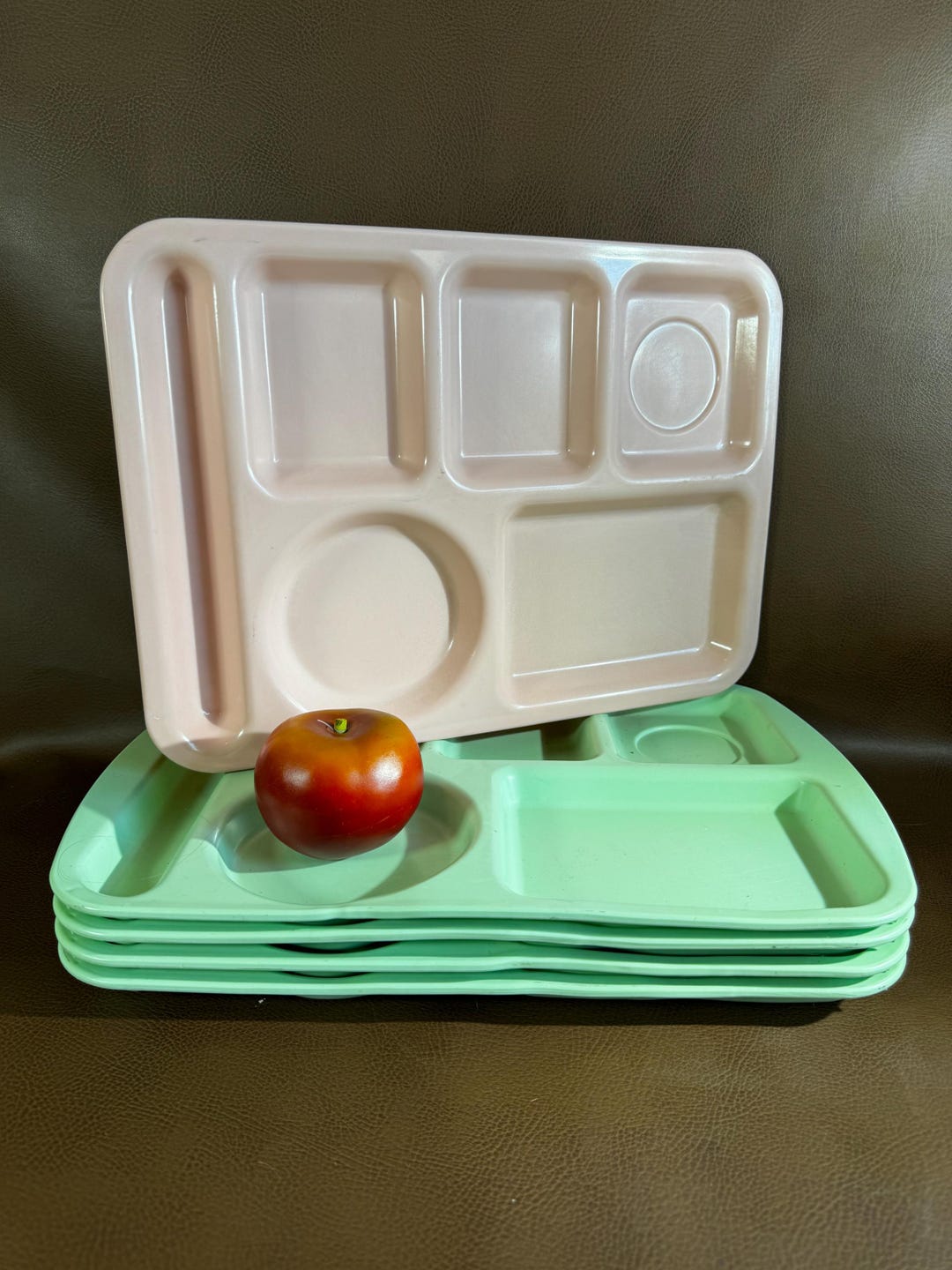 Vintage Cafeteria Trays Sectioned Lunch Counter Set of 5 Pink and Green ...