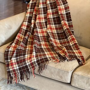 Vintage Brown and Rust Plaid Wool Throw Pendleton Blanket Tartan Print ...