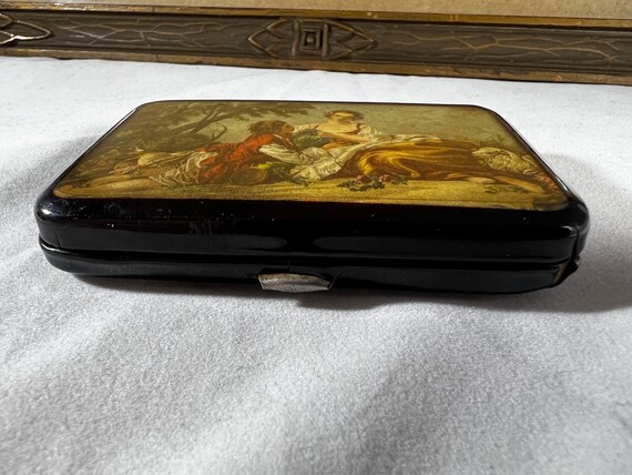 Vintage Victorian Styled Cigarette Smoke Case Laquer - Gem