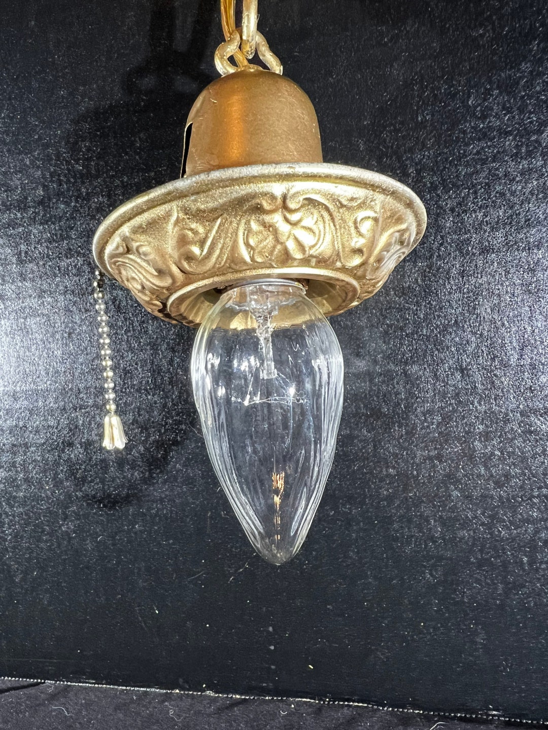 Antique Pendant Light Fixture Salvaged Rewired Gold Drop Down - Etsy