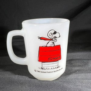 Vintage 1965 Snoopy Red Baron Coffee Mug Curse You Red Baron Milk Glass ...