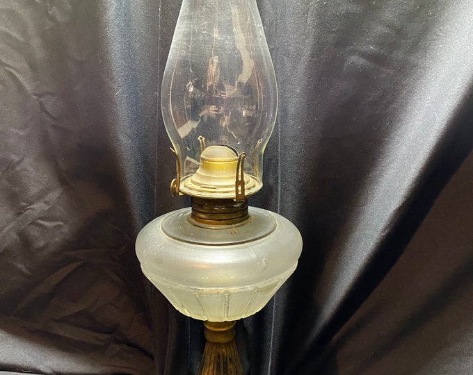 Antique Oil Lamp Scoville Queen Anne Glass and Cast Metal - Etsy