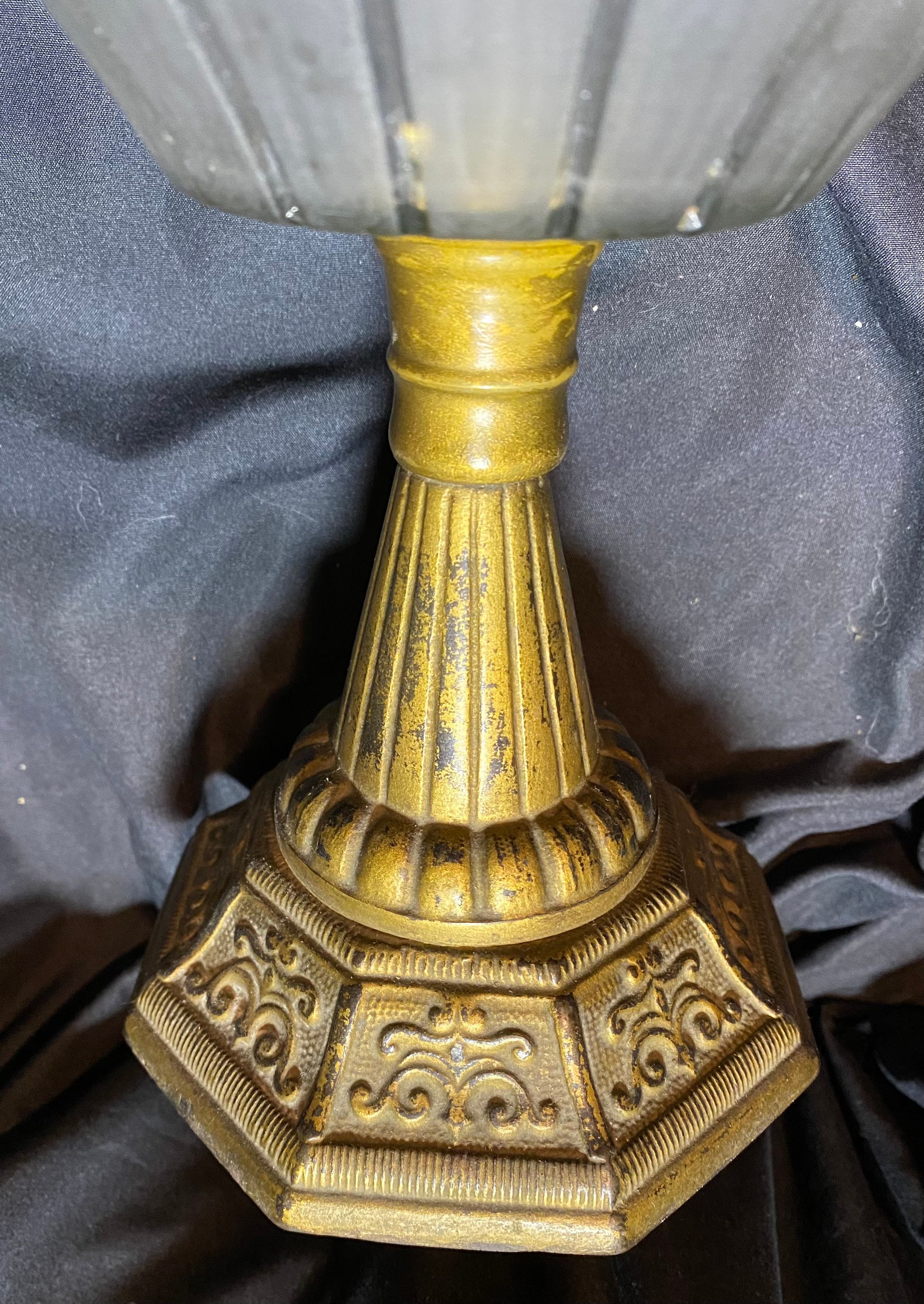Antique Oil Lamp Scoville Queen Anne Glass and Cast Metal | Etsy