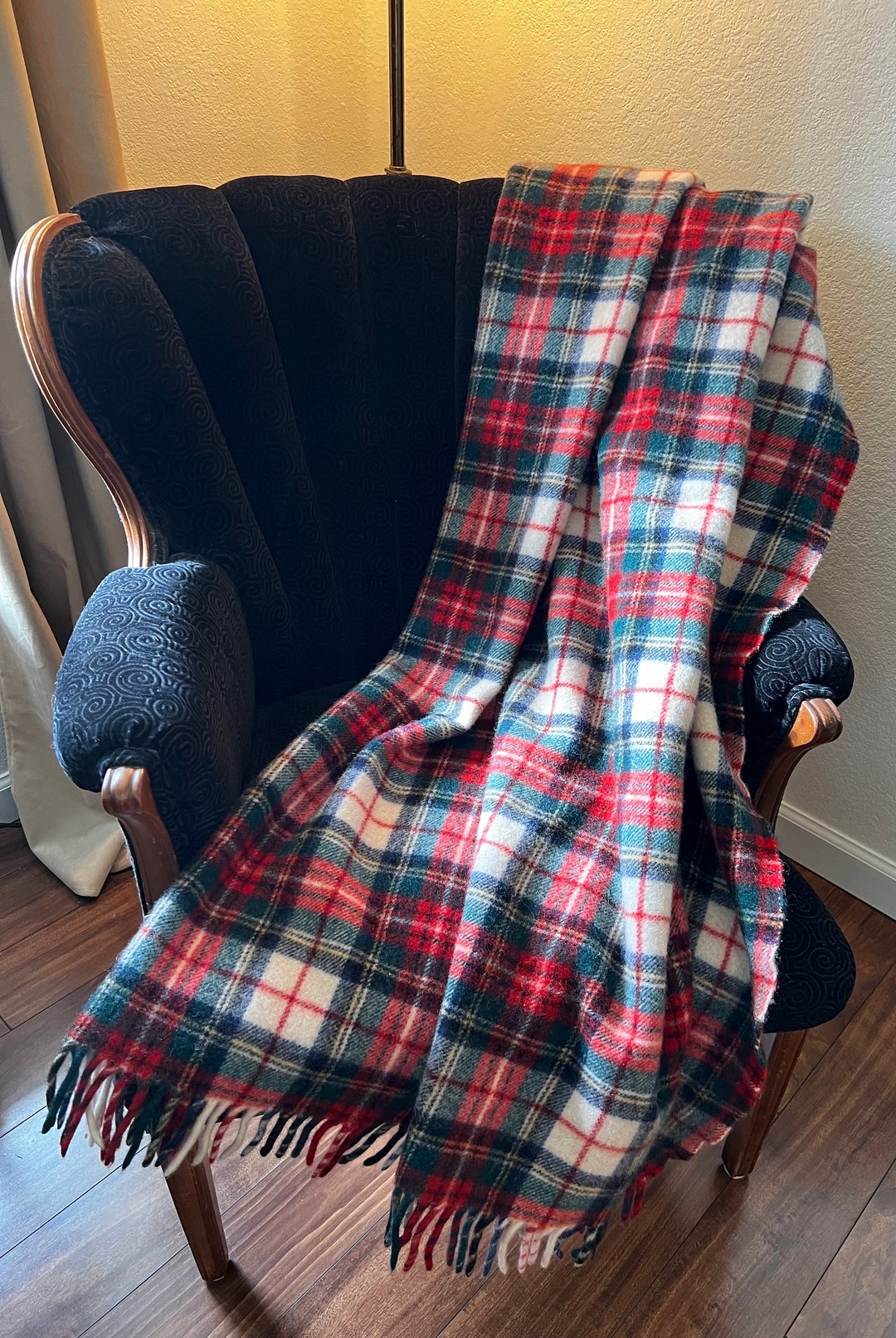 Vintage Pendleton Wool Throw Red and Green Tartan Print Stadium Blanket ...
