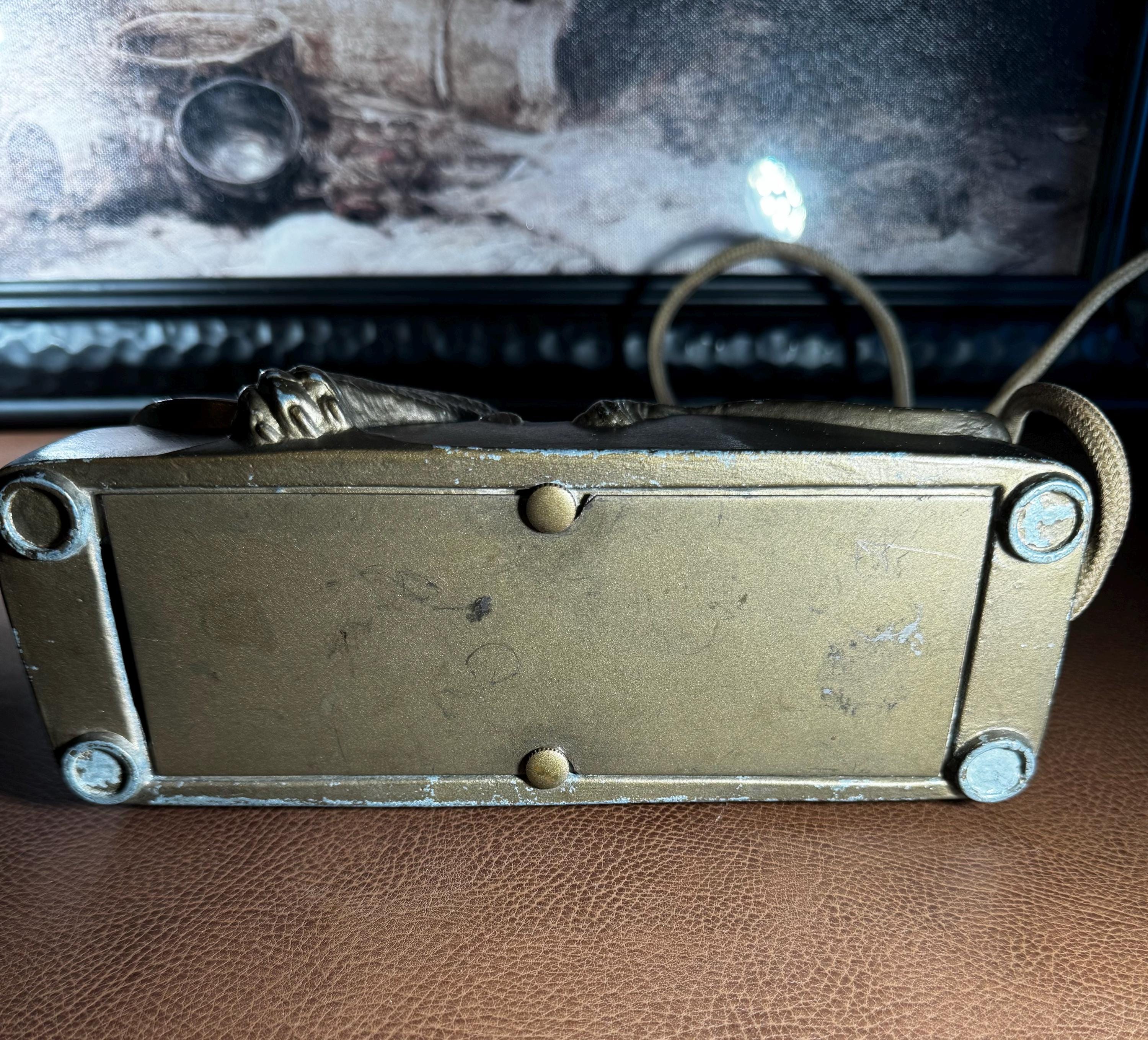 Antique Radio 1930s External Magic Tuning Eye Tube in Spelter Lion ...