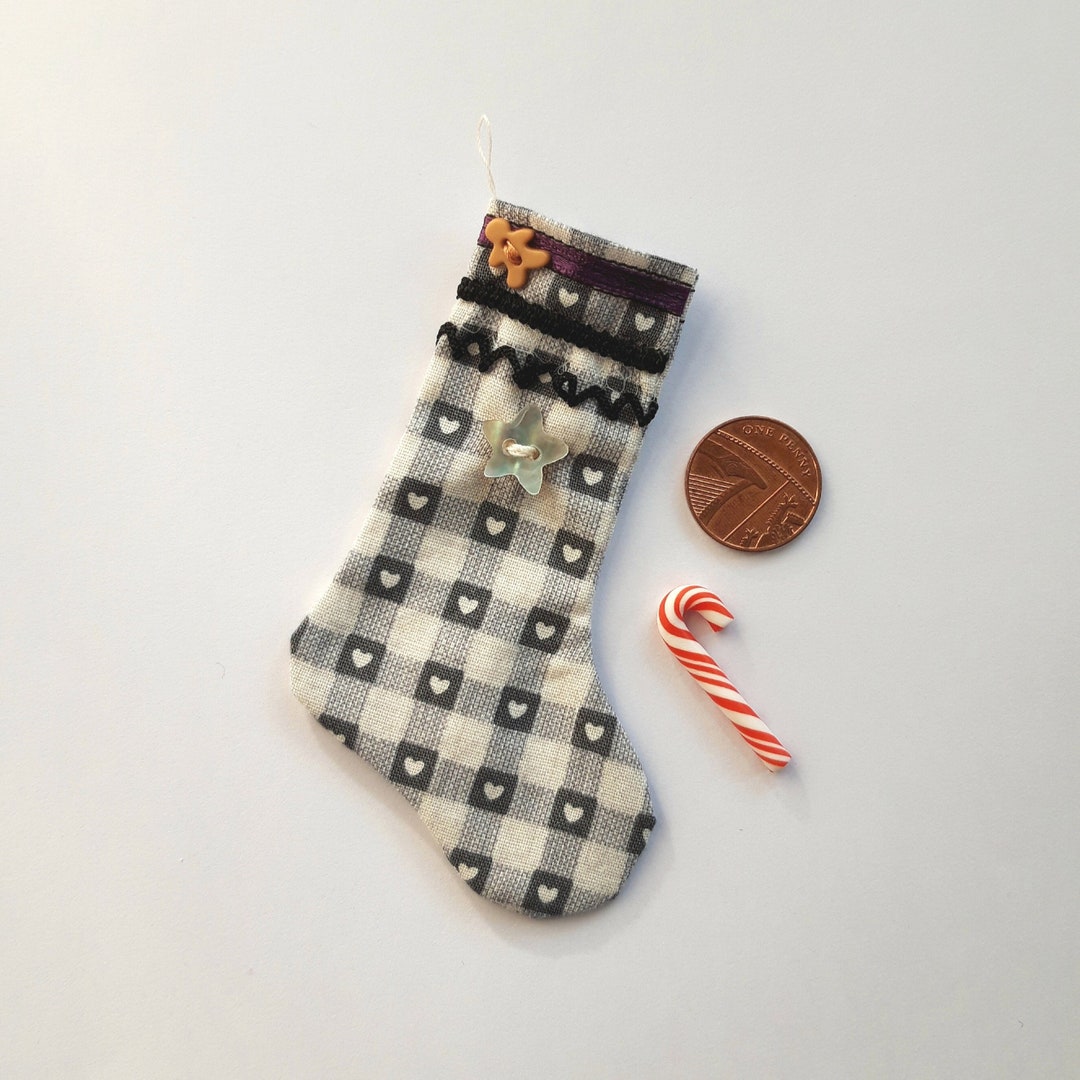 Doll Size Gothmas, Gothic Christmas Stocking With Mini Candy Cane - Etsy