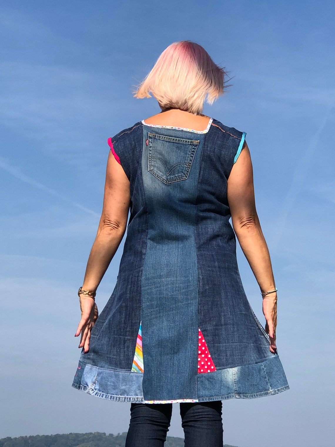 Mickey & Scooby : Carton Comic Print Dress Hippy Denim - Etsy