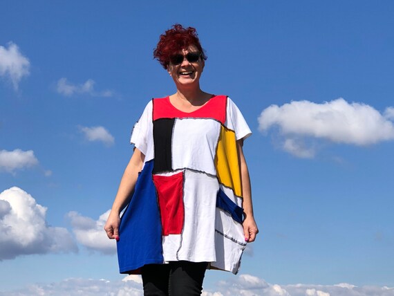 Mondrian Patchwork One Size Tunic Top Dress Unique Handmade - Etsy