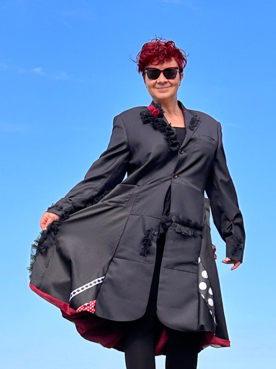 Feel Like a Boss Black Unique Upcycled Coat for Women Feminine Style ...