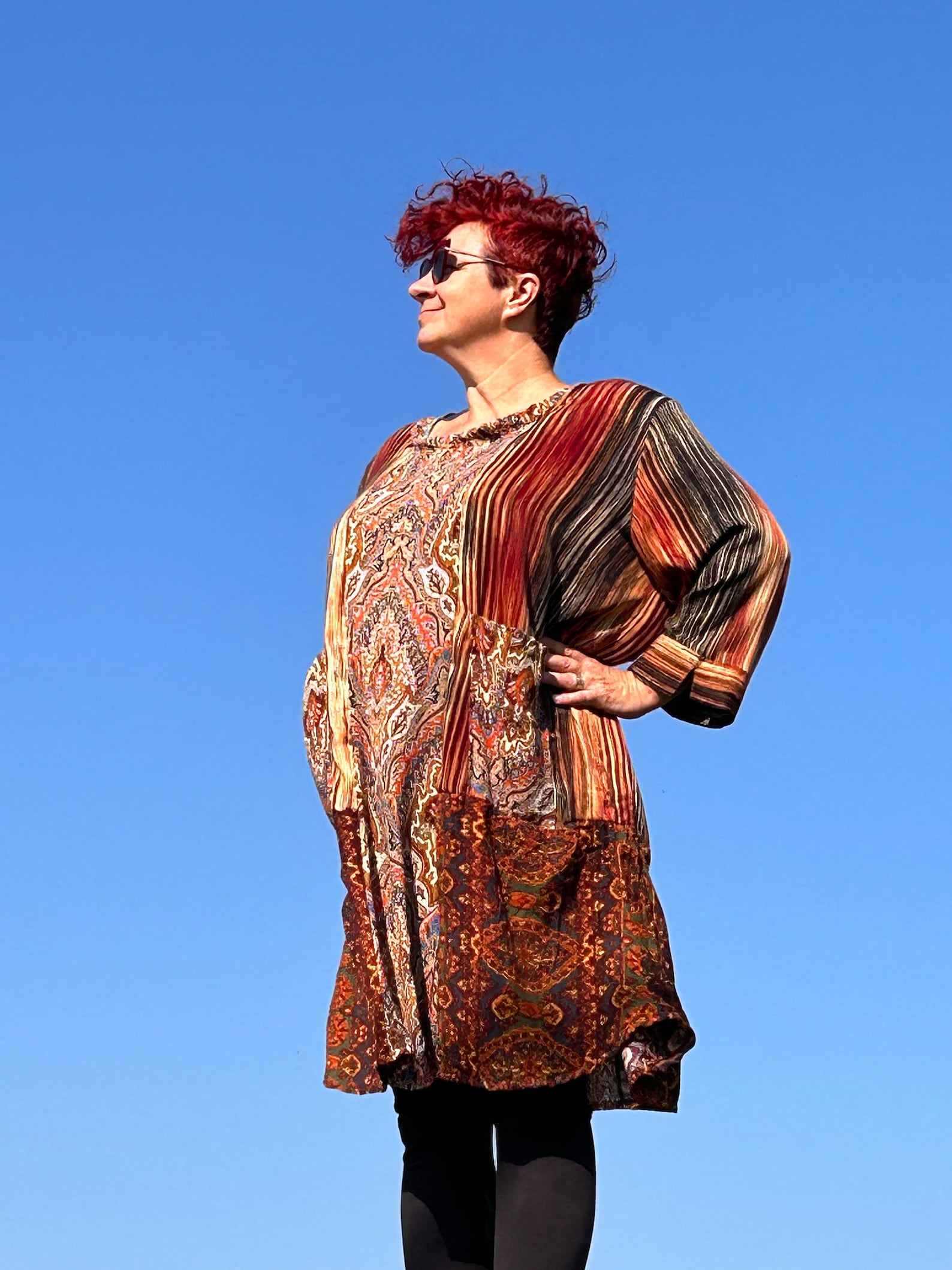 Oversized Oriental Pattern Dress Earthy Colours Unique Handmade Long ...