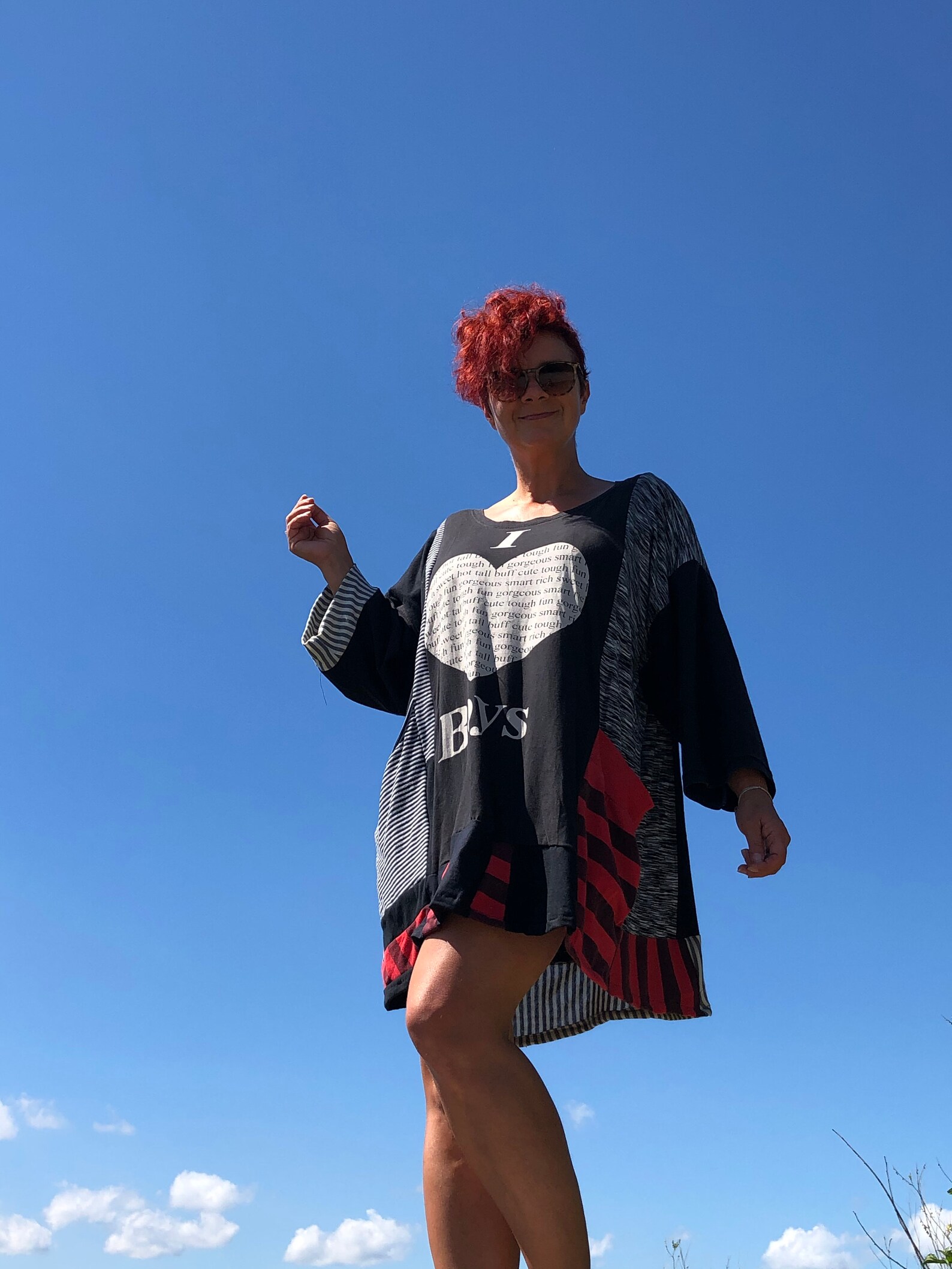 Black & Red Tunic Dress Woman's Plus Size Handmade Unique | Etsy