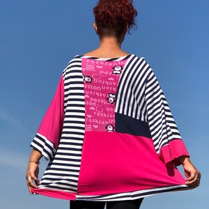 Hot Pink Penguin Fun Tunic Top L to 4X Wearable Art Funky Boho Cotton ...