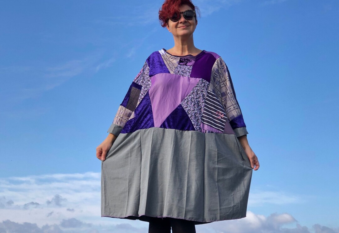 Handmade Patchwork Plush Dress: Upcycled Plus-size Clothing - Etsy
