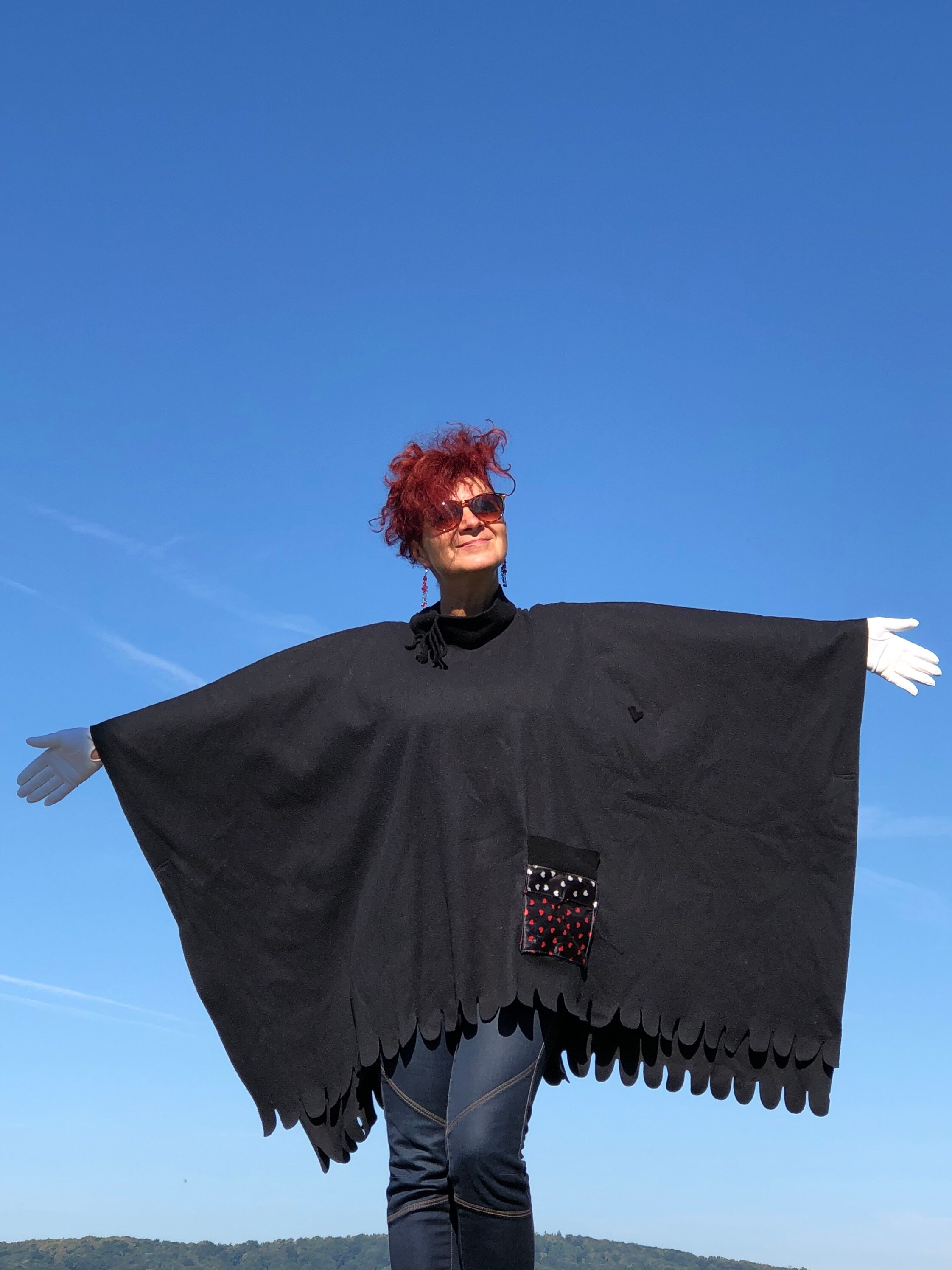Black Felt Poncho: Handmade Upcycled Boho One Size - Etsy