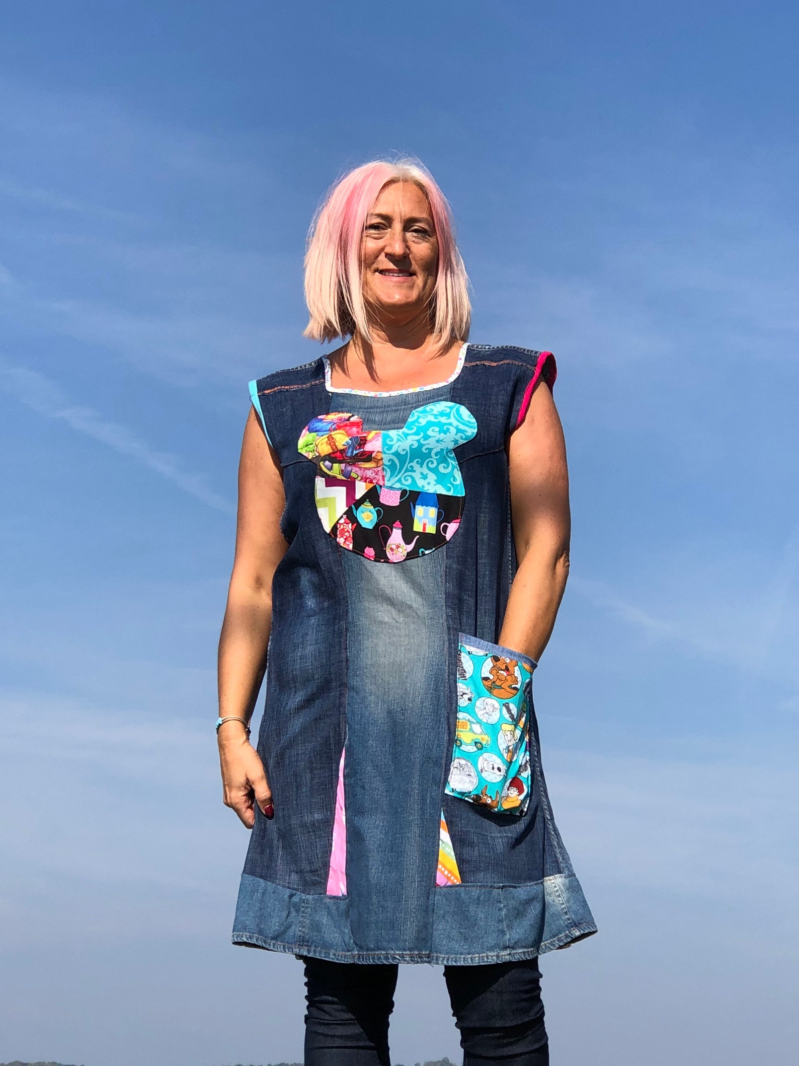 Mickey & Scooby : Carton Comic Print Dress Hippy Denim - Etsy