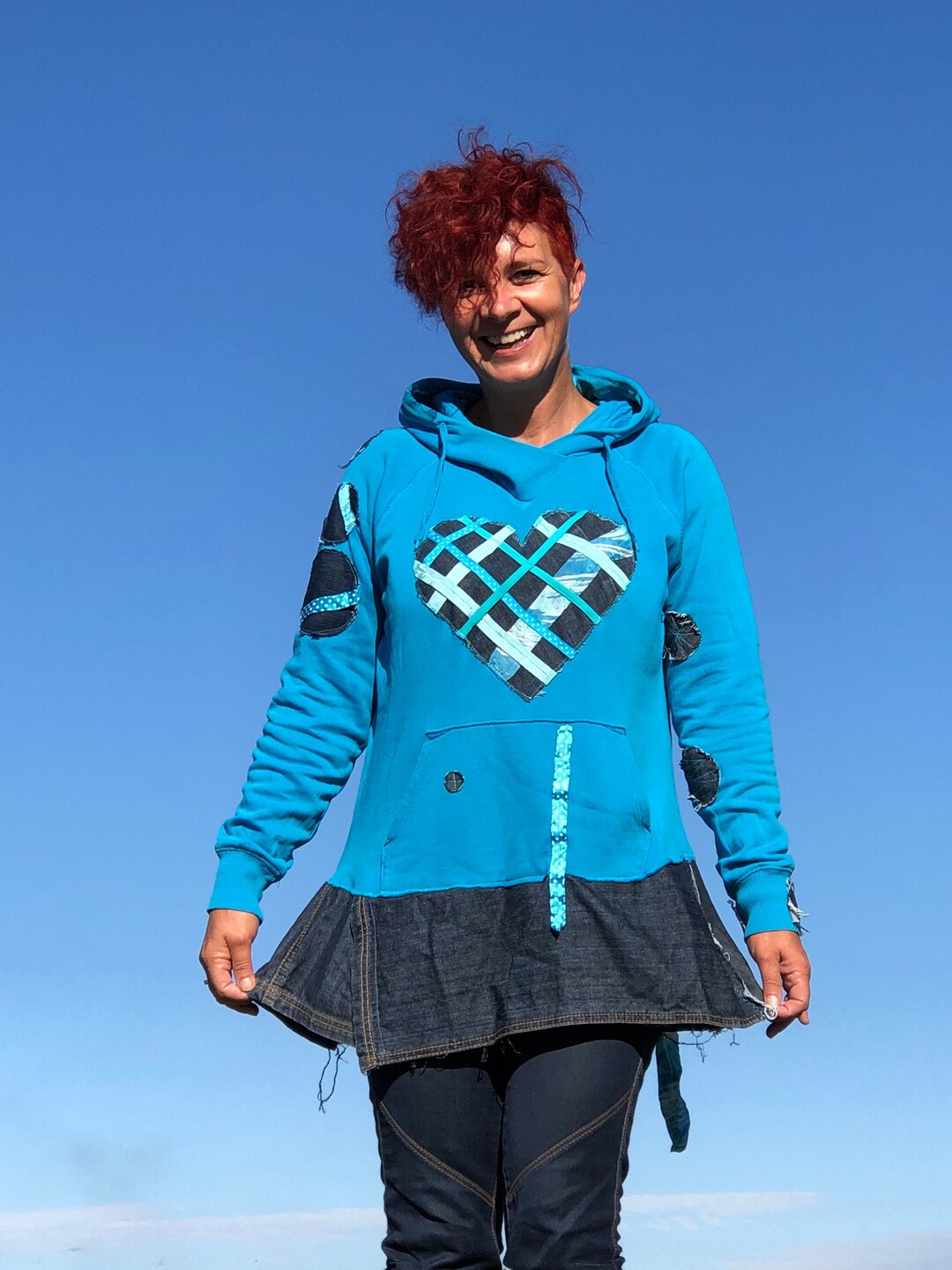 Love Turquoise M 2 XL Shabby Chic Sweatshirt Boho Hoodie Bohemian ...