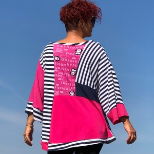 Hot Pink Penguin Fun Tunic Top L to 4X Wearable Art Funky Boho Cotton ...