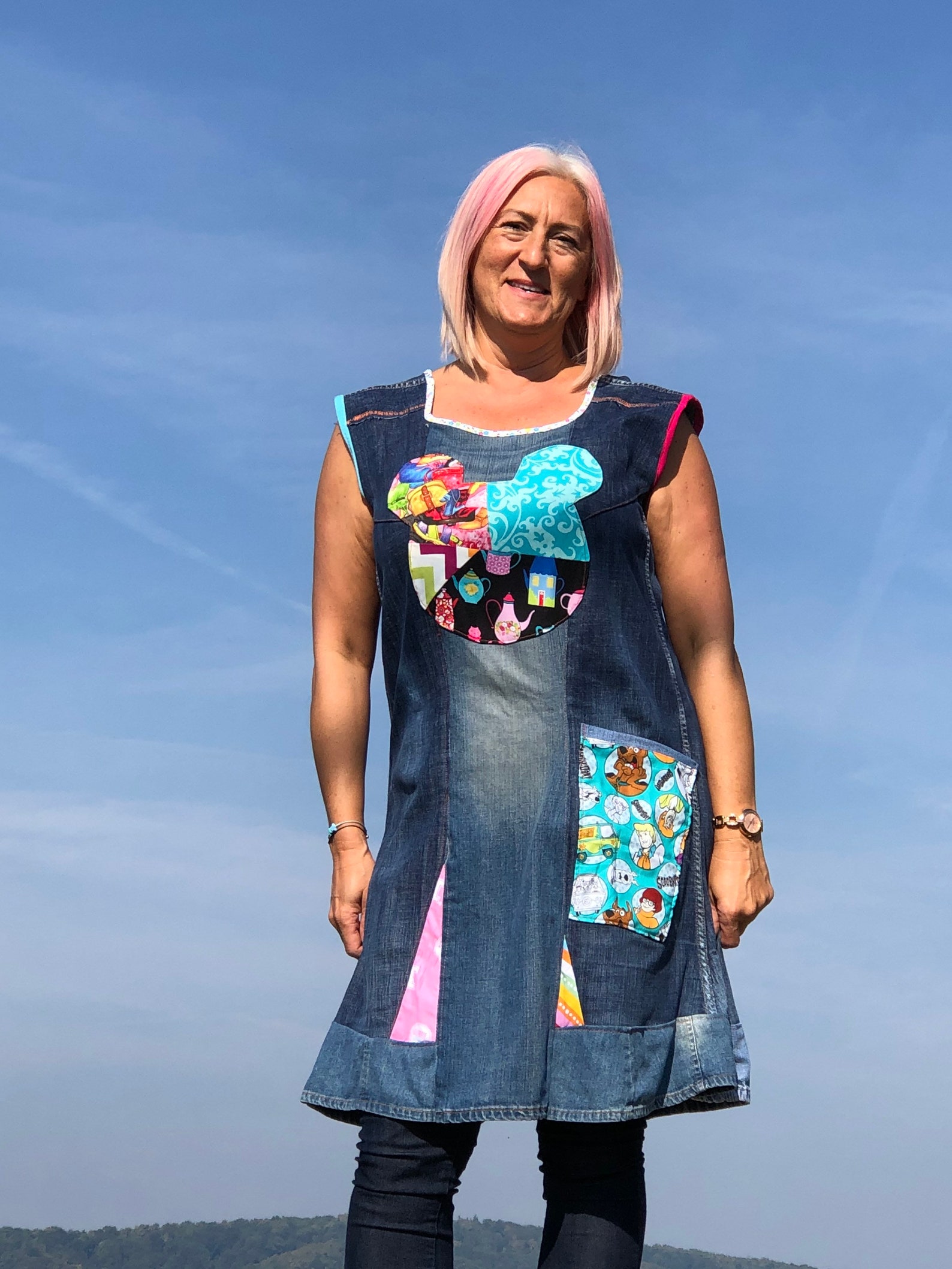 Mickey & Scooby : Carton Comic Print Dress Hippy Denim Bohemian Plus ...