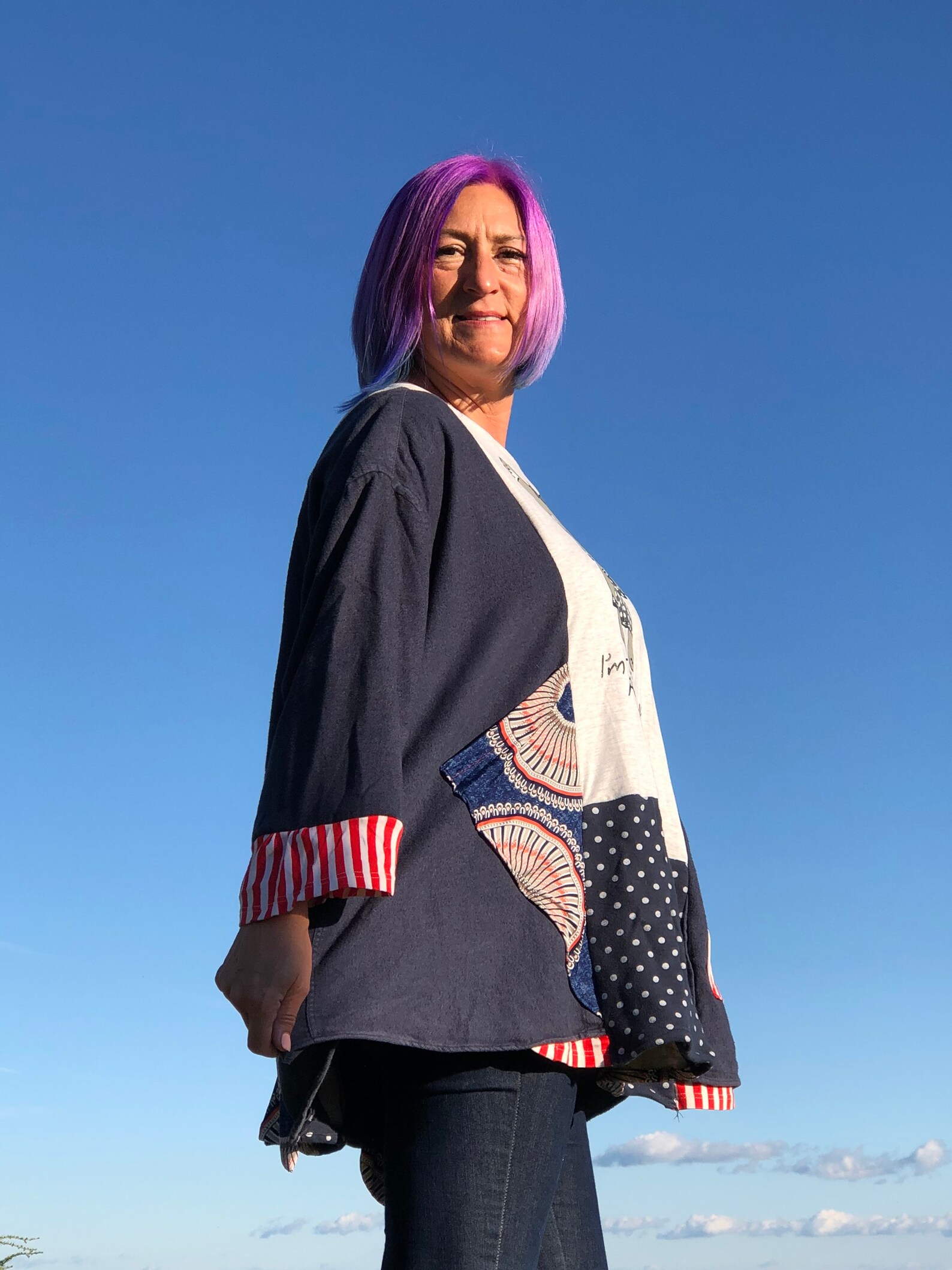 Navy Blue Plus Size Tunic Top Teddy Bear Print American Flag | Etsy