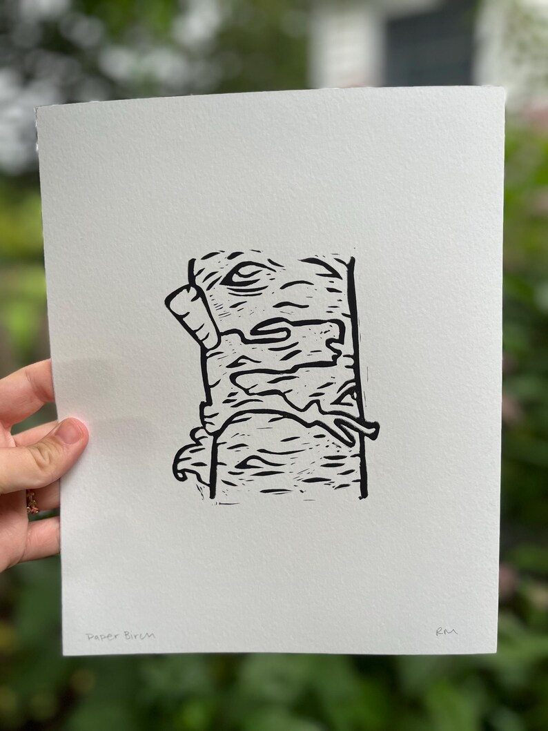 Paper Birch Bark | Linocut | Hand Print | Unframed | 8x10 Inches - Etsy