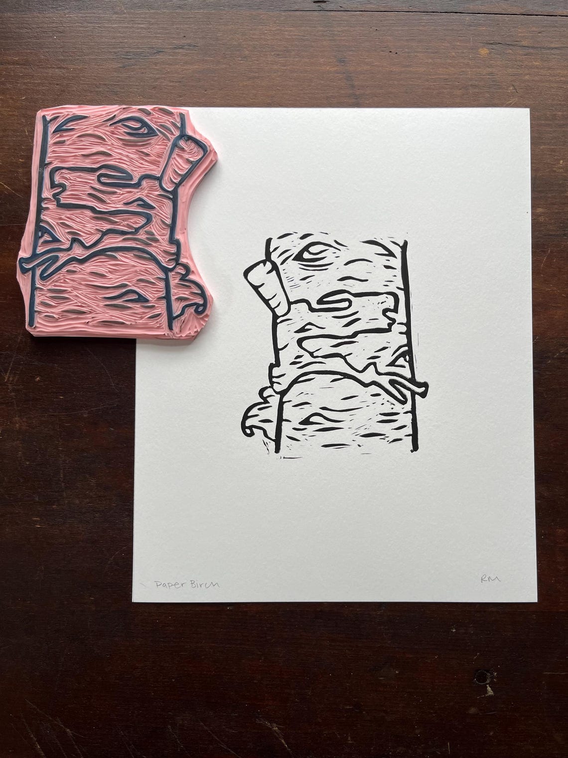 Paper Birch Bark | Linocut | Hand Print | Unframed | 8x10 Inches - Etsy