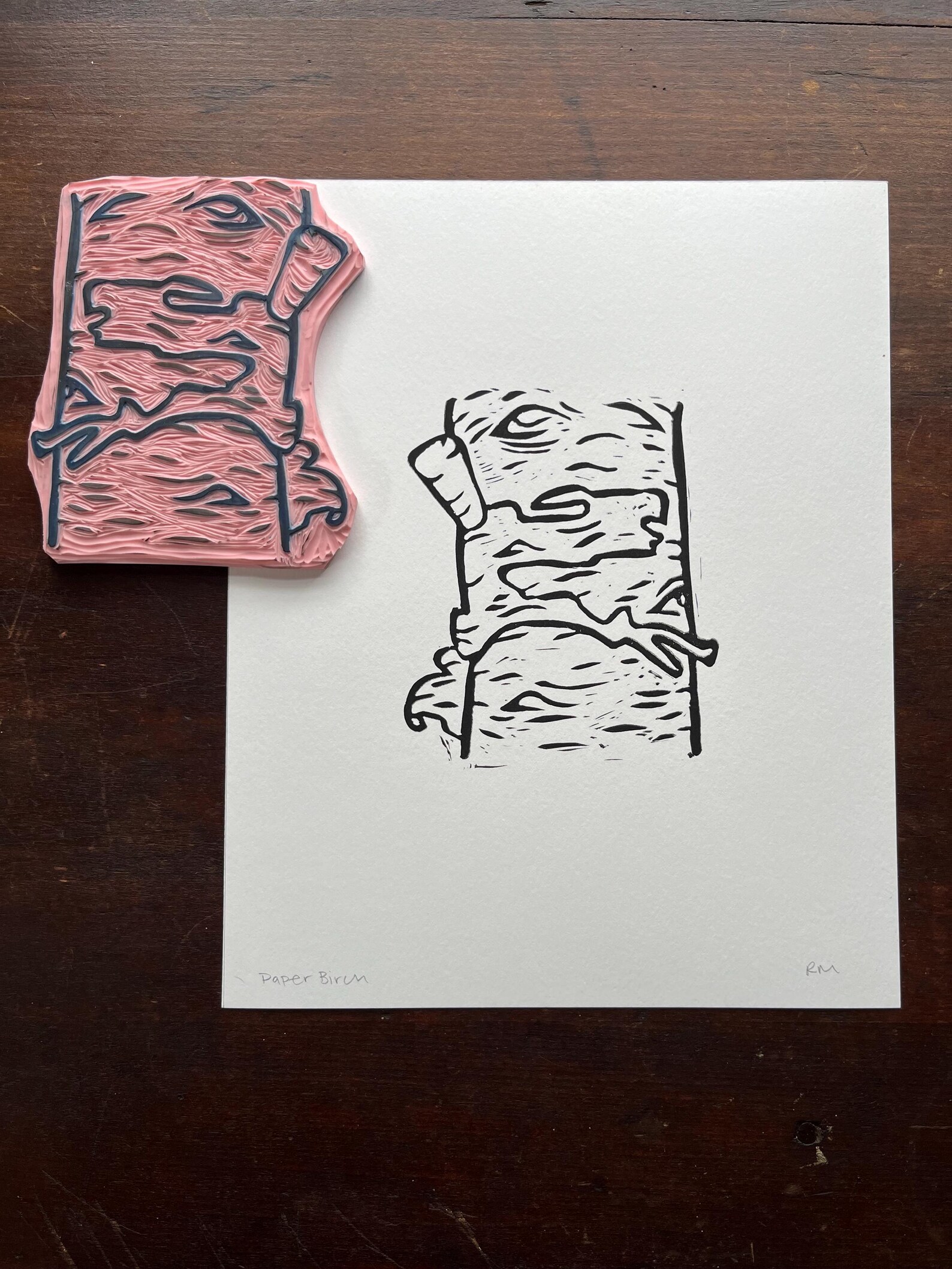 Paper Birch Bark | Linocut | Hand Print | Unframed | 8x10 Inches - Etsy