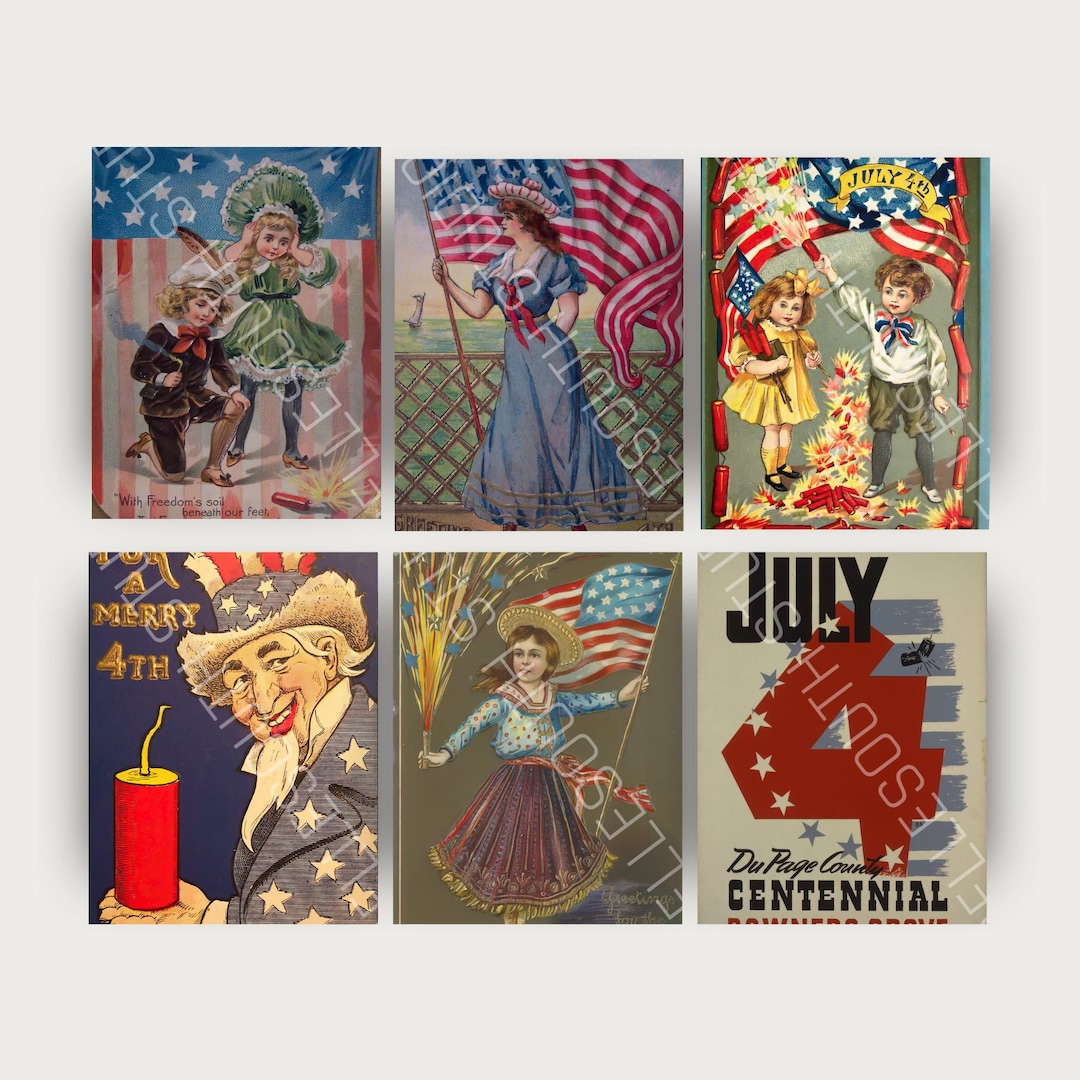 Fourth, 4th of July Vintage Postcards,rockets & Firecrackers, American ...